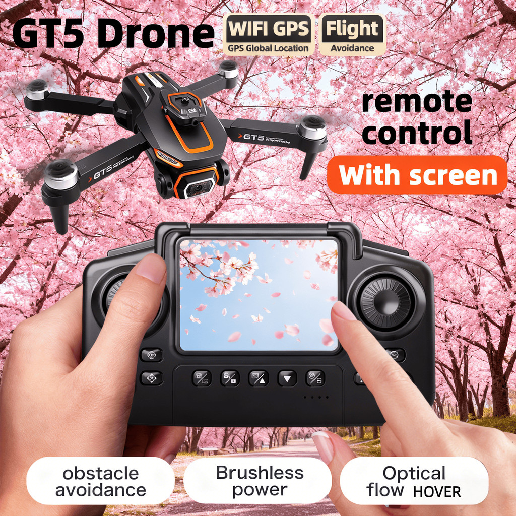 Para Xiaomi GT5 Mini Drone 4K Profissional 8K HD Câmera RC Com Tela De Fluxo Óptico Sem Escova ...