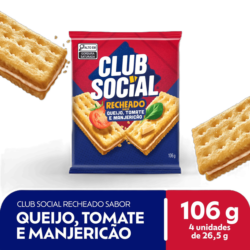 Biscoito Salgado Club Social Recheado Queijo, Tomate e Manj 106g ...