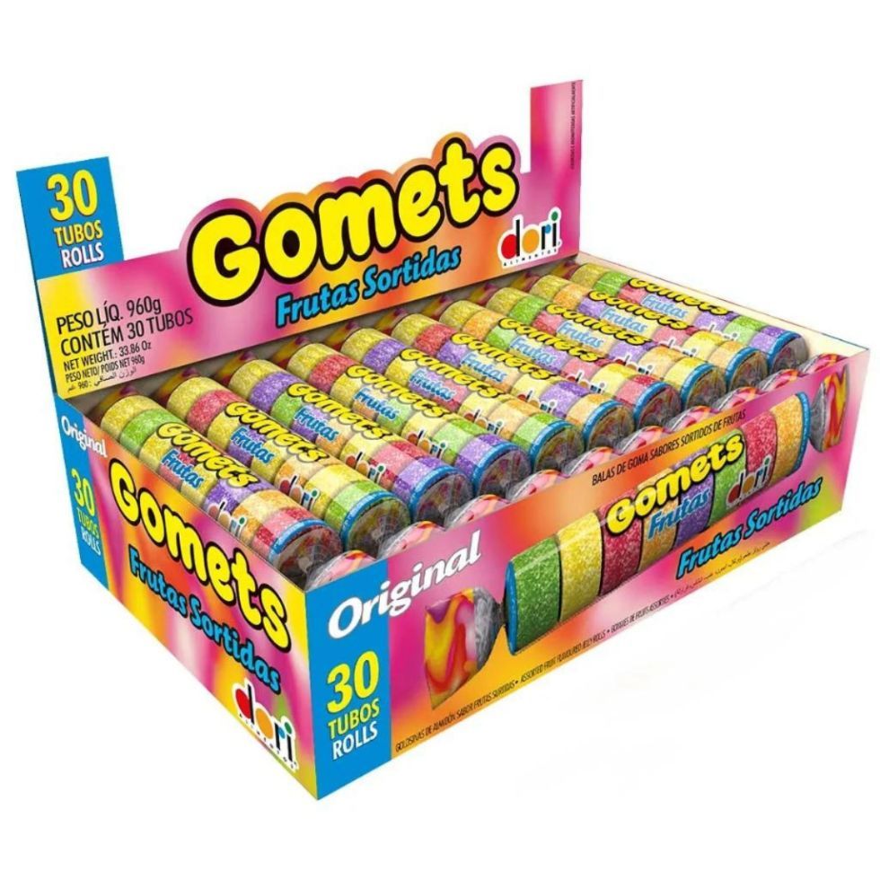 Balas De Goma Frutas Sortidas Tubo Gomets com 30 Unidades 960g Dori ...