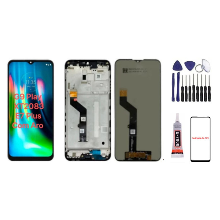 Frontal Tela Touch Display Completa Moto G9 Play Xt2083 E7 plus Sem Aro E Com aro A Pronta ...
