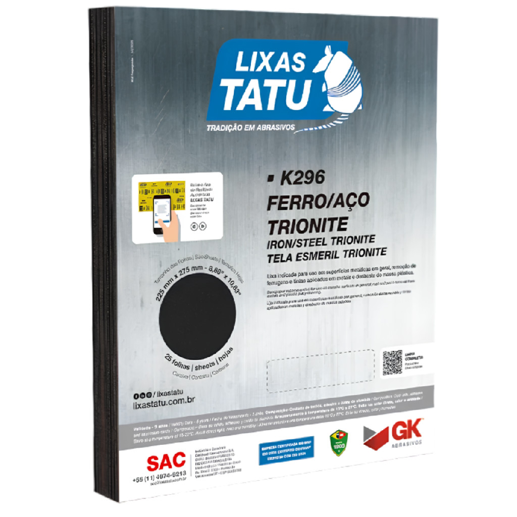 Lixa Ferro/aço Trionite Tatu Pacote C/25 Folhas Grão 180 | Shopee Brasil