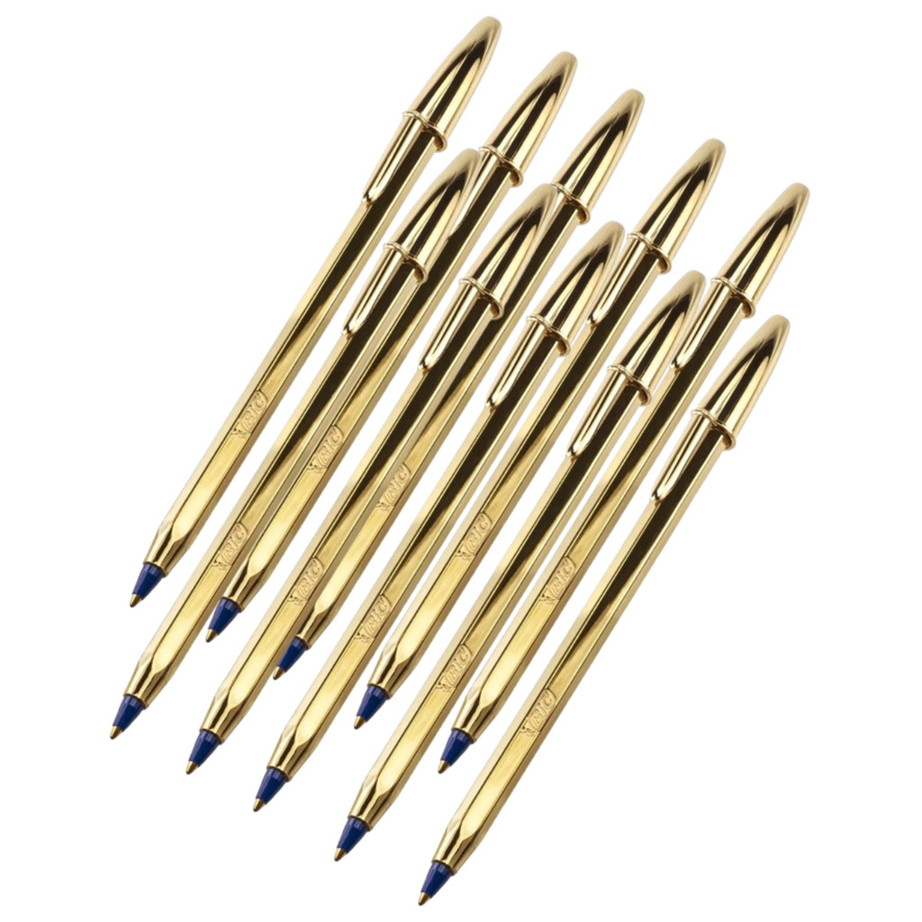 Kit 10 Caneta Azul bic esferográfica modelo celebration ouro ouro ...