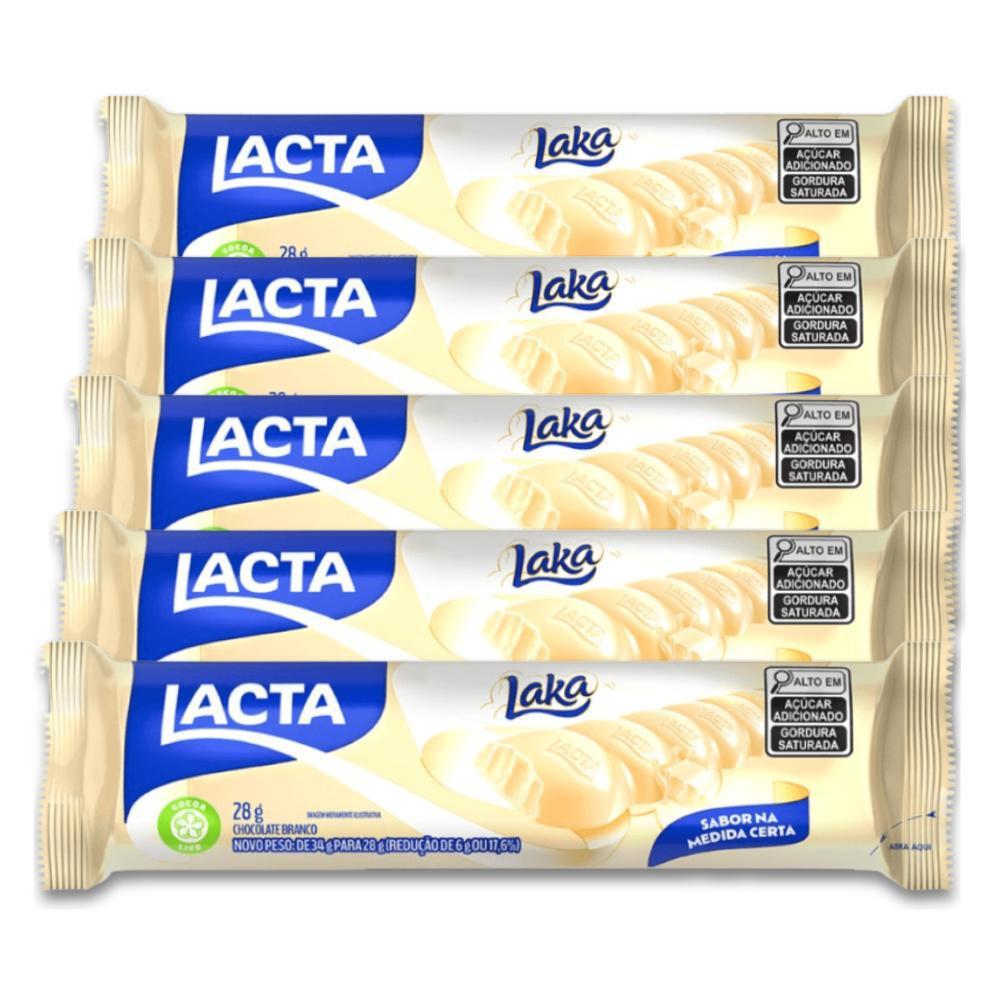 Chocolate Branco Laka Lacta Kit 5 Barrinhas de 28g | Shopee Brasil