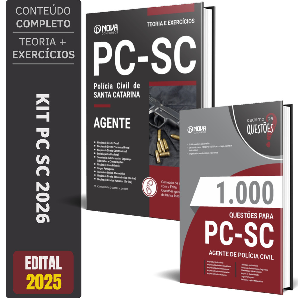 Kit Apostila PC SC 2026 - Agente De Polícia Civil + Testes | Shopee Brasil