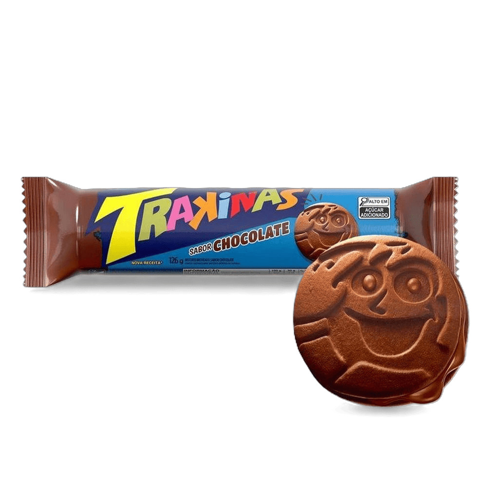 Biscoito recheado de chocolate Trakinas 126g | Shopee Brasil