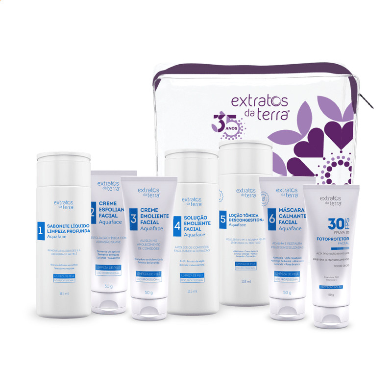 KIT LIMPEZA DE PELE COMPACTO COM PROTETOR FPS30 AQUAFACE- EXTRATOS DA ...
