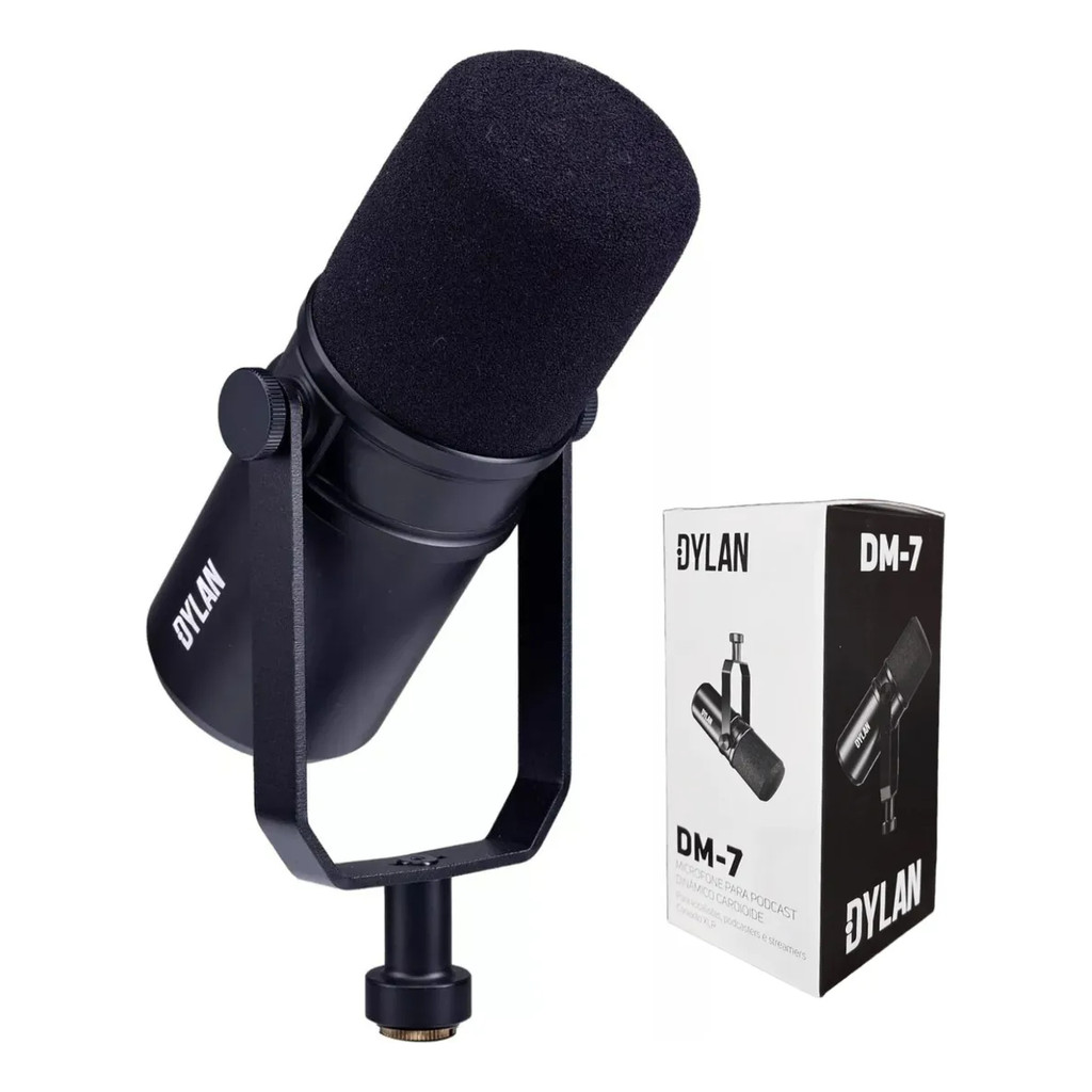 Microfone Podcast Dylan Dm-7 Dinâmico Cardioide Cor Preto | Shopee Brasil