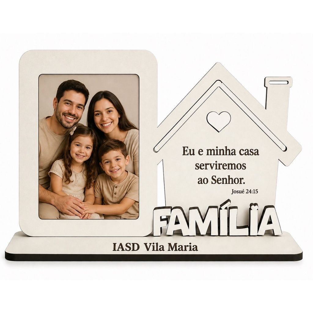 MIni Porta Retrato Eu e Minha Casa Serviremos Ao Senhor MDF Branco ...