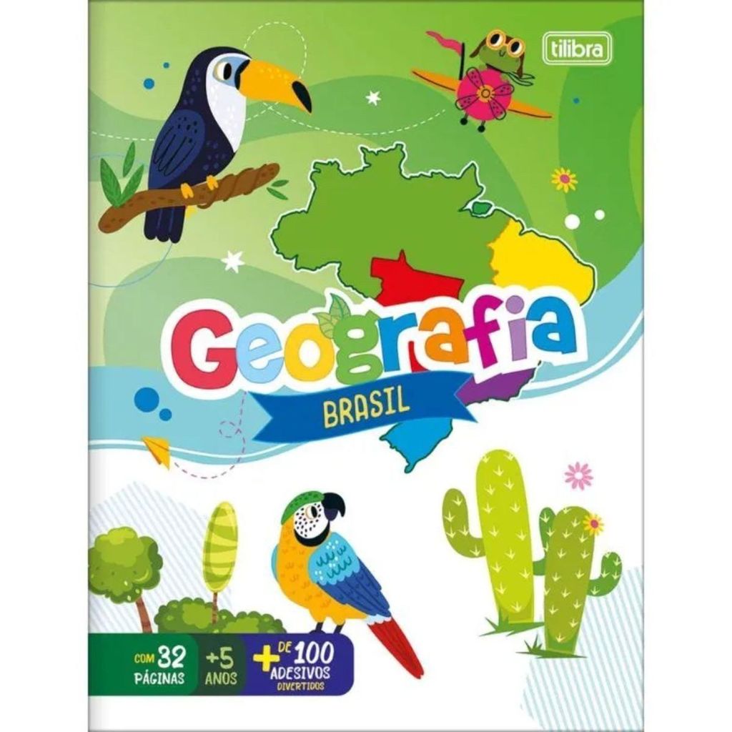 Cartilha Geografia Brasil 32pag 100 Adesivos Tilibra | Shopee Brasil