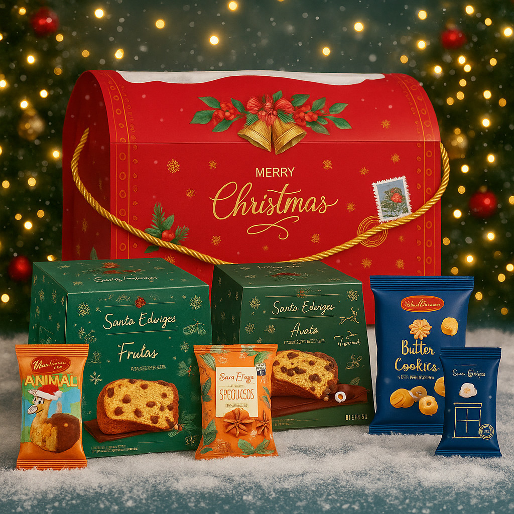 Cesta de Natal Santa Edwiges Santa Claus'Box – Panettone 500g + Mini ...