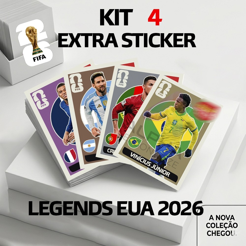 Kit Figurinha Legends Extra Sticker Vini Junior Cristiano Ronaldo ...
