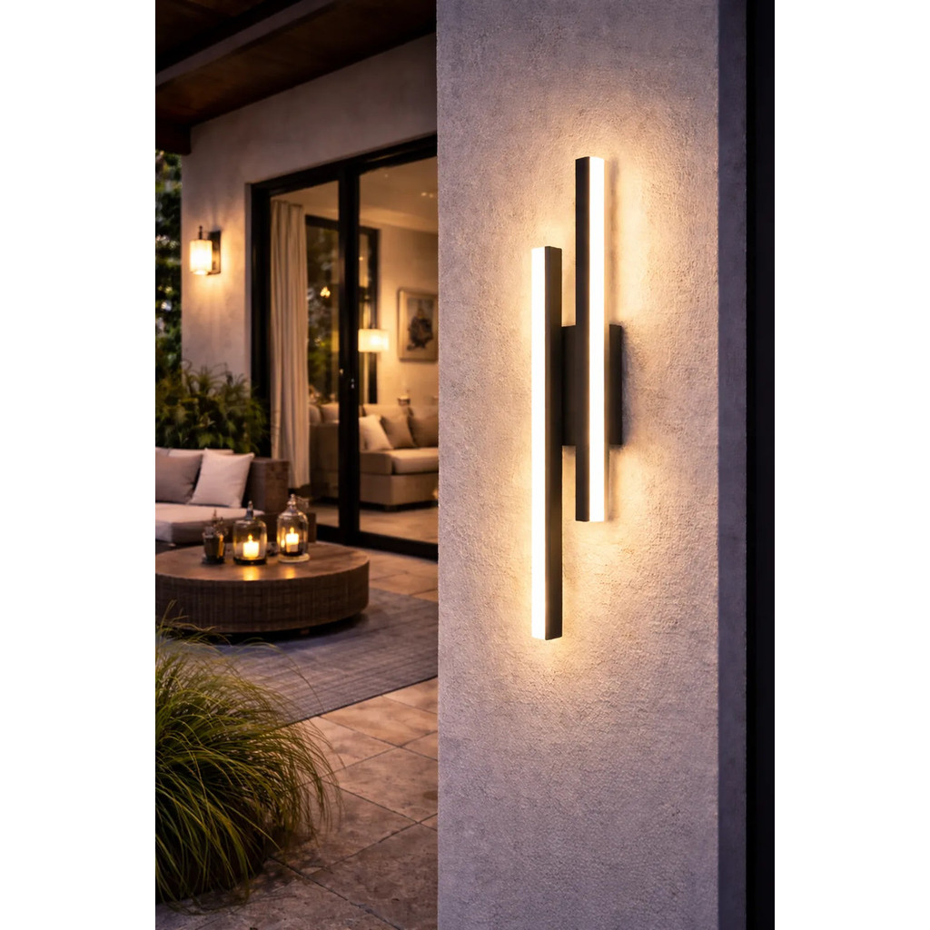 Luminária Arandela Led Parede Externa Moderna Preta Fachada Bivolt ...