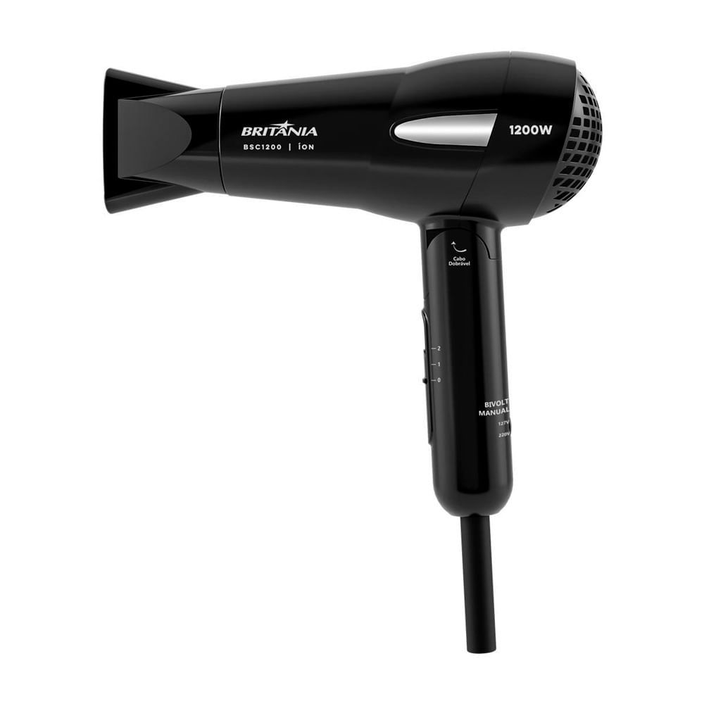 Secador de Cabelo BSC1200 Britânia Preto Bivolt | Shopee Brasil