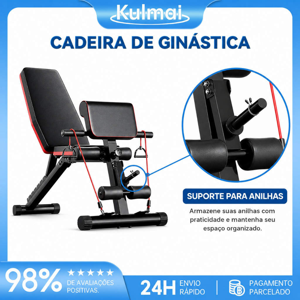 Banco Musculação E Academia Regulável Capacidade de carga 400KG Reto ...