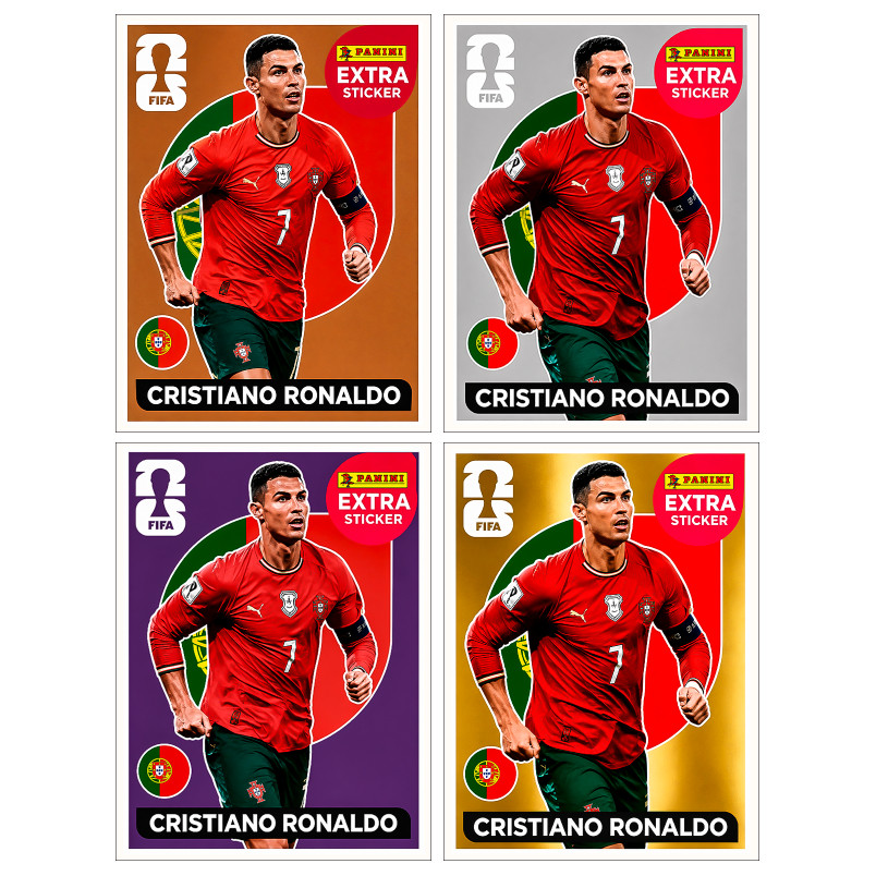 FIGURINHA CRISTIANO RONALDO | KIT 4 LEGEND EXTRA STICKER | COPA DO ...