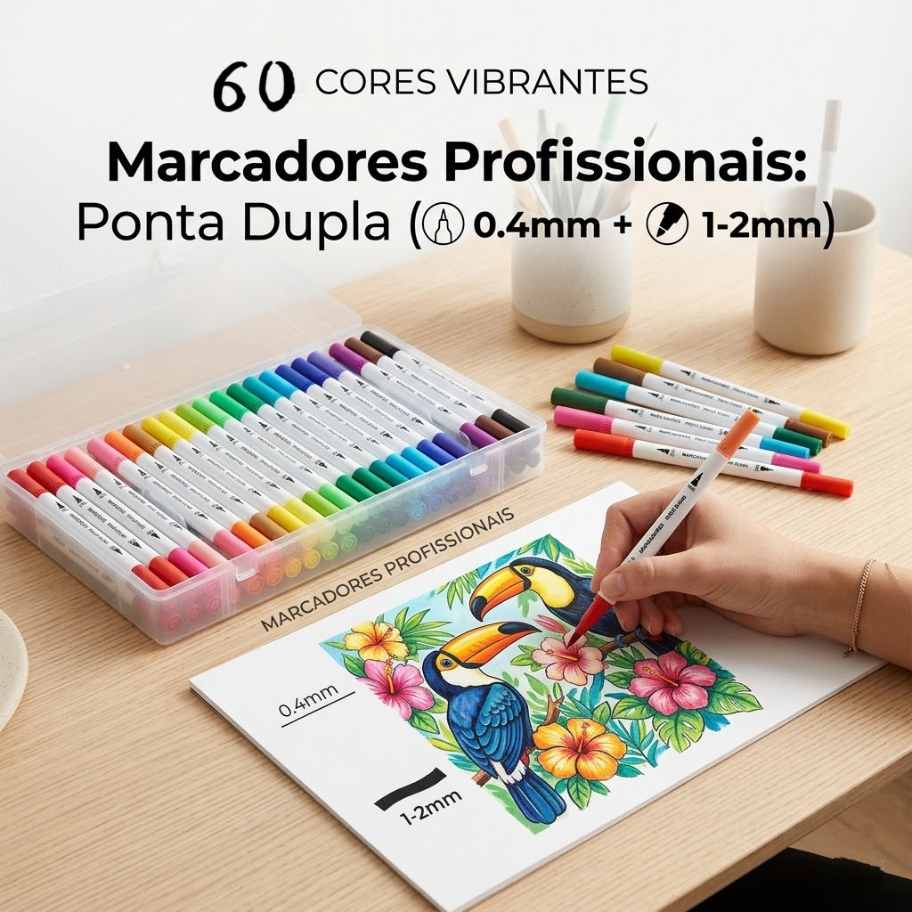 Kit Canetas Hidrográficas Dual Brush 2 em 1 Ponta Fina Lettering ...