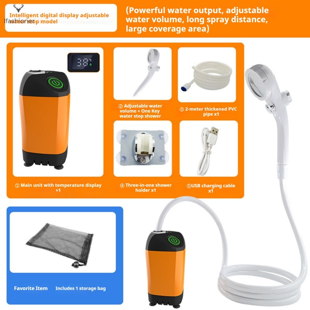 Kit De Chuveiro Elétrico Portátil Com Display Digital E Bomba Para Uso ...