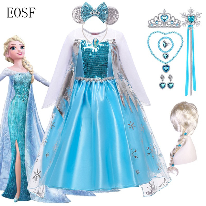 Fantasia de Frozen Vestido de Princesa Elsa Anna para Meninas Halloween ...