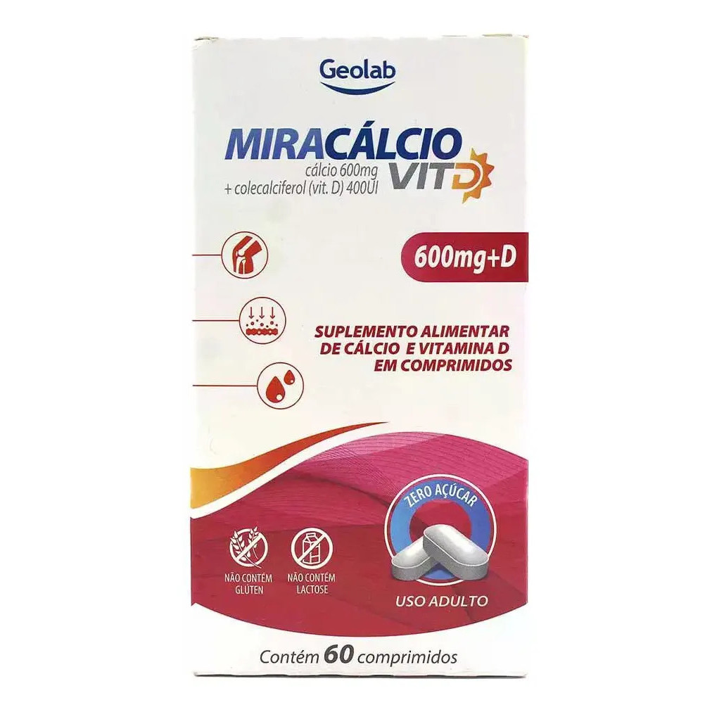 Miracalcio Vit D 600mg 60cp Suplemento De Cálcio E Vitamina D | Shopee ...