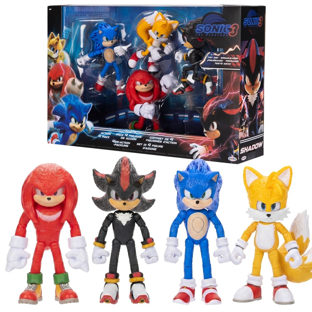 Pack 4 Bonecos Sonic Shadow Knuckles E Tails Com Articulações Com Luz ...