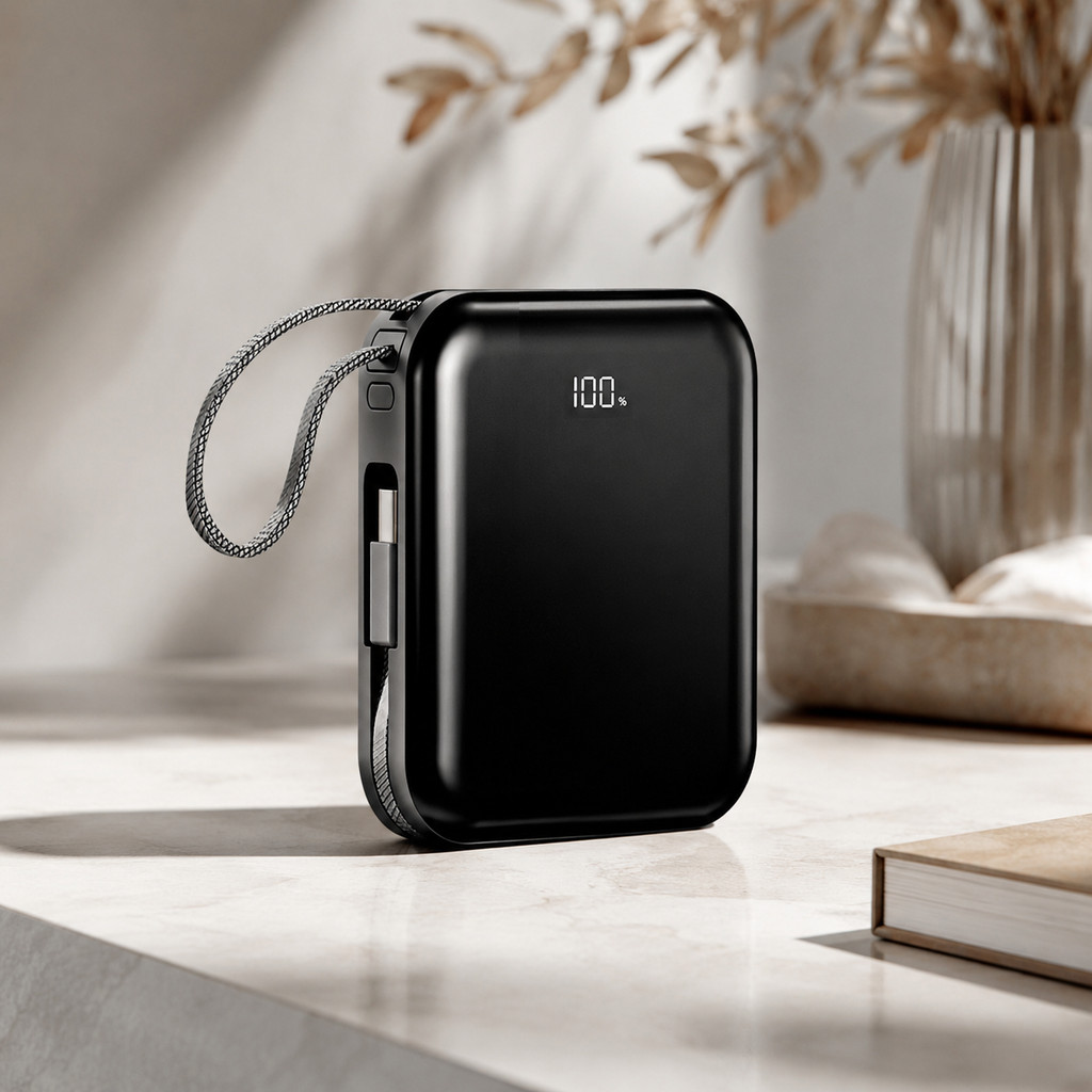 Power Bank 20000mAh 22.5W Carregamento Rápido Cabos Embutidos Display ...