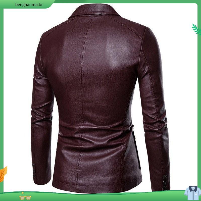 Jaqueta Blazer Masculina Plus Size Slim Fit com Bolso, Casaco de Couro ...