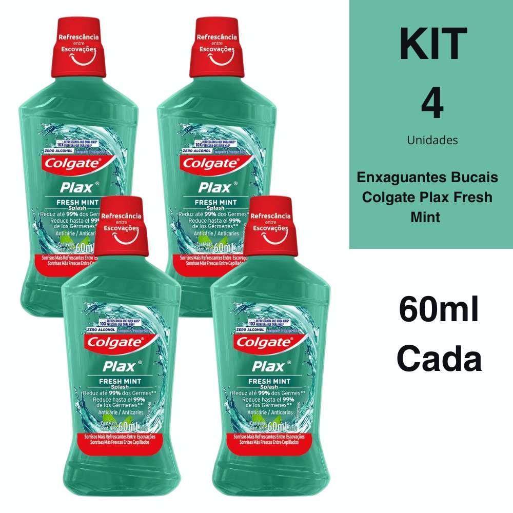 Kit 4 Enxaguantes Bucais Colgate Plax Fresh Mint 60ml Cada | Shopee Brasil