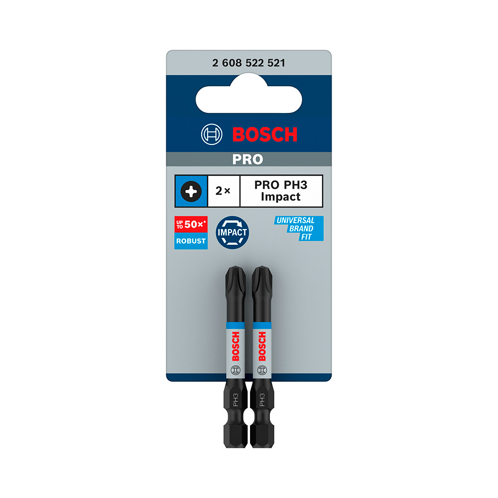Pacote com 2 Bits Phillips 55mm PH3 Pro Impact Bosch 2608522521 ...