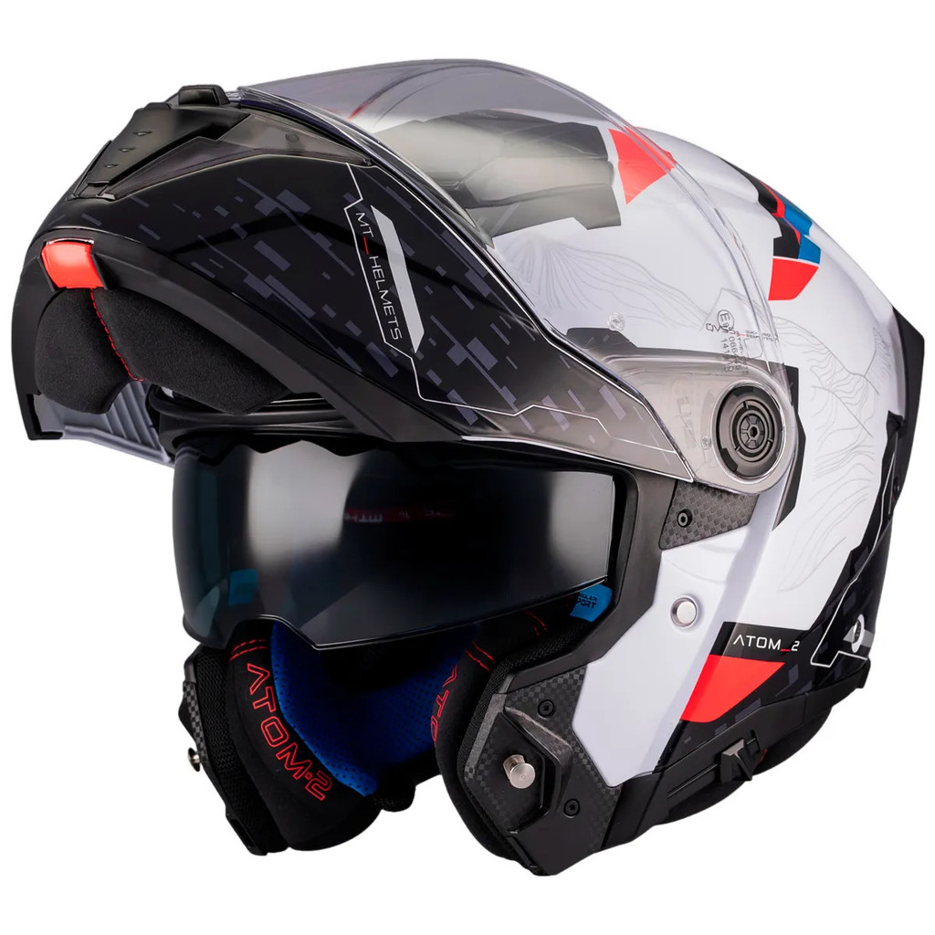 Capacete MT Helmets Atom 2 Highlands A7 Branco Brilho Escamoteável ...