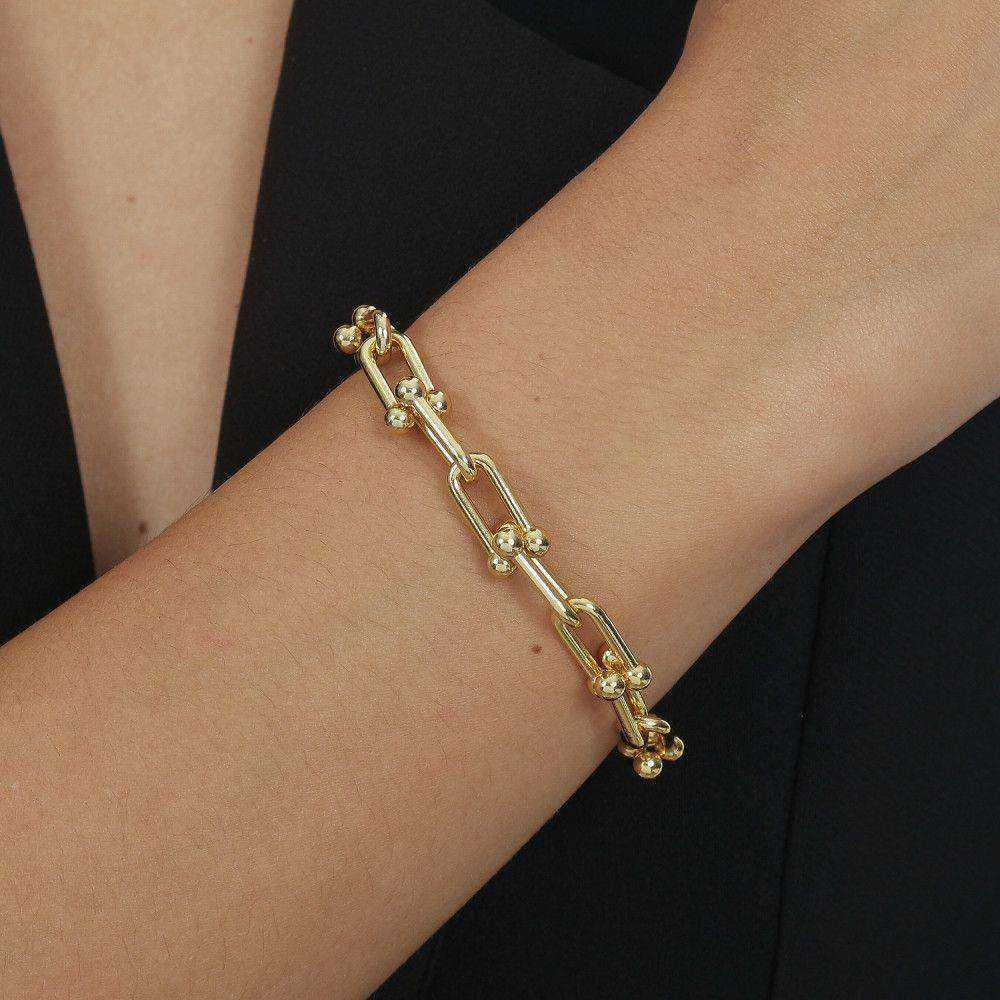 Pulseira Banhada Ouro 24k Corrente Elos Largos 2 Anos de Garantia ...