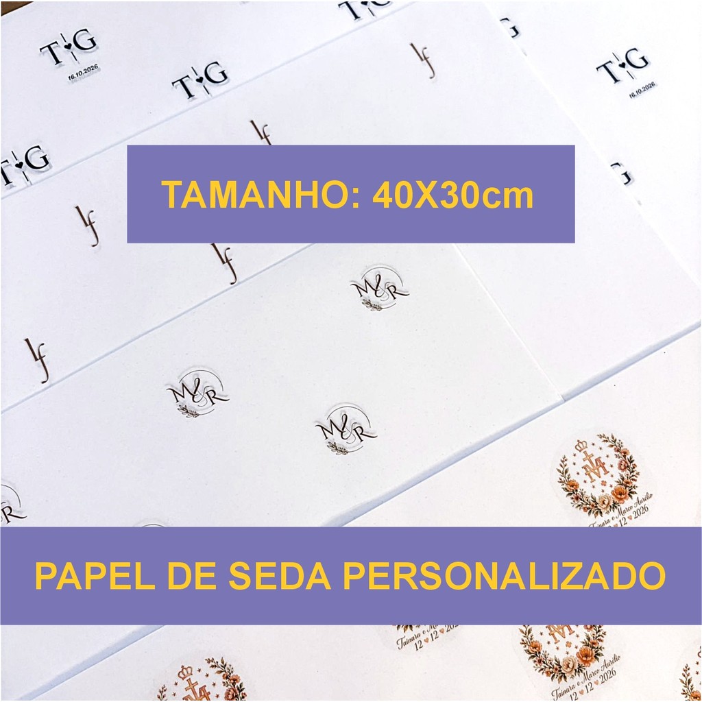 Papel Seda Personalizado 40x30 para Embalagem | Envie sua Logo | 35g ...