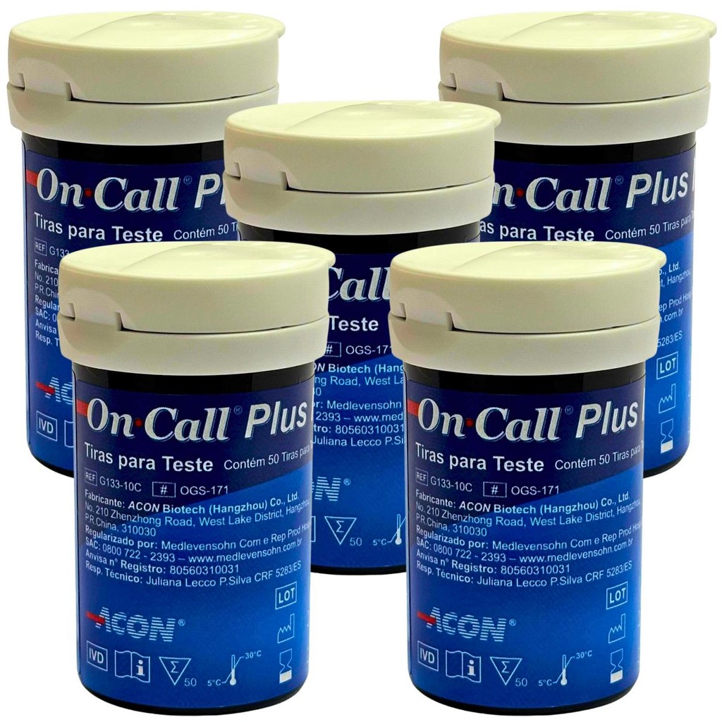 Fita Teste Glicemia Medir Glicose On Call Plus Il 250 Un | Shopee Brasil