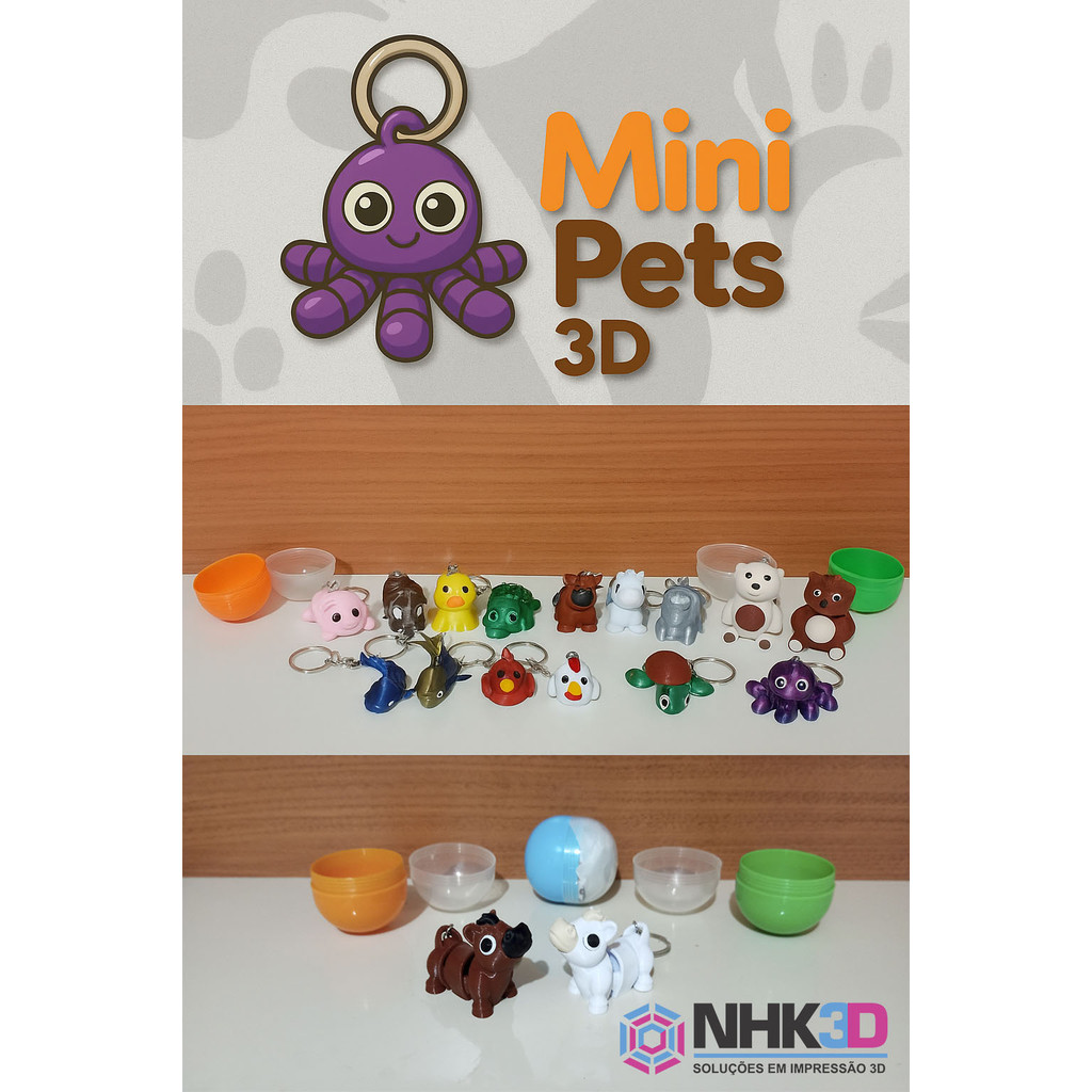 Cápsula SURPRESA Chaveiro MiniPETS Articulados 3D | Shopee Brasil