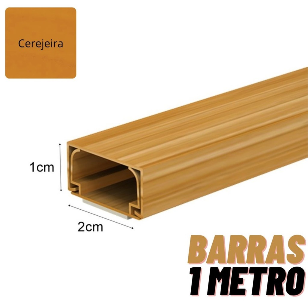 1m Canaleta Parede Cerejeira 20x10mm c/ Dupla Face + 8x Luvas Mata ...