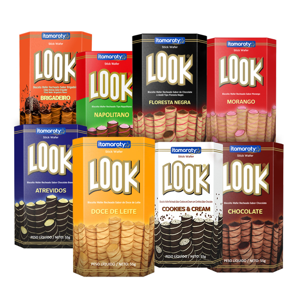 Kit 20 Caxias Wafer Recheado Biscoito Doce Sortido Canudinho Stick Look ...