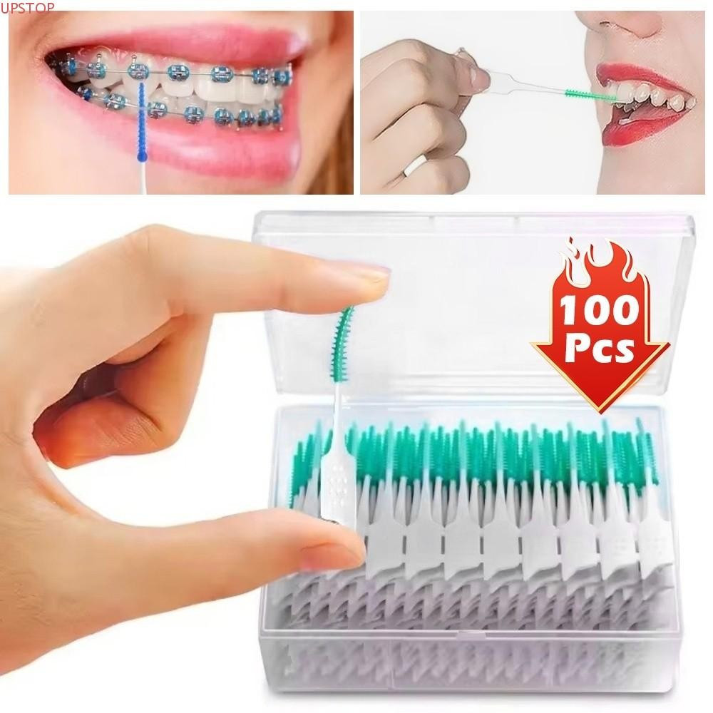UPSTOP 100 Unidades De Bastão De Fio Dental , Escova Interdental De ...