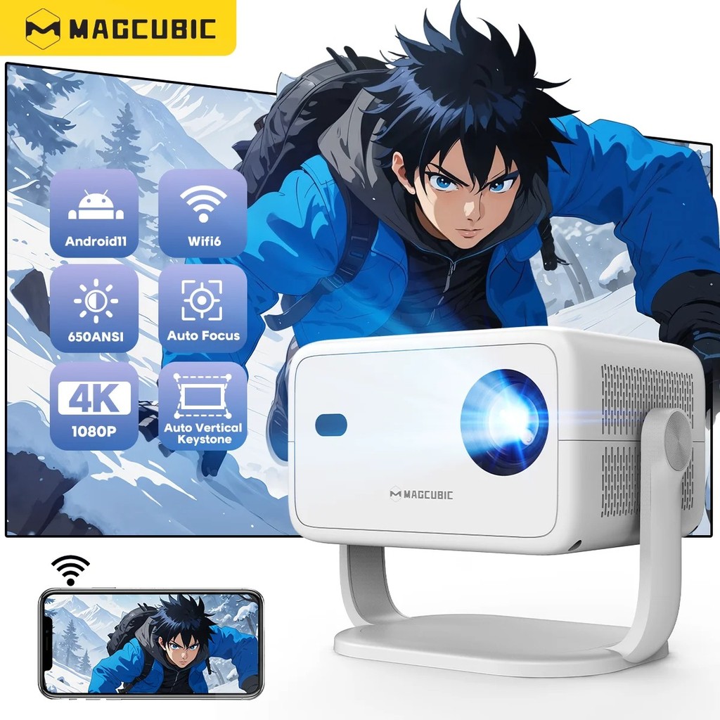 Projetor Magcubic Original L018 4K 650ANSI Foco Automático Full HD ...
