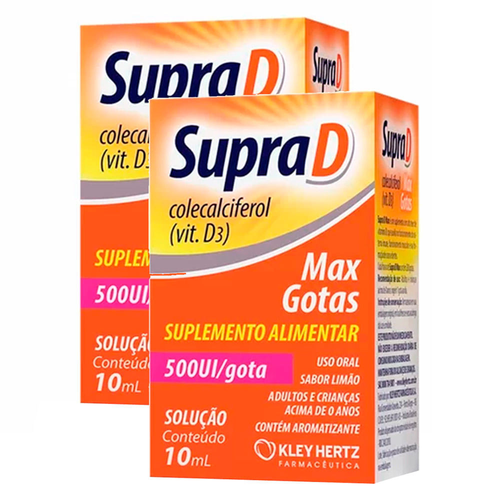 Kit 2 Supra D 500UI Max Gotas Sabor Limão com 10ml | Shopee Brasil
