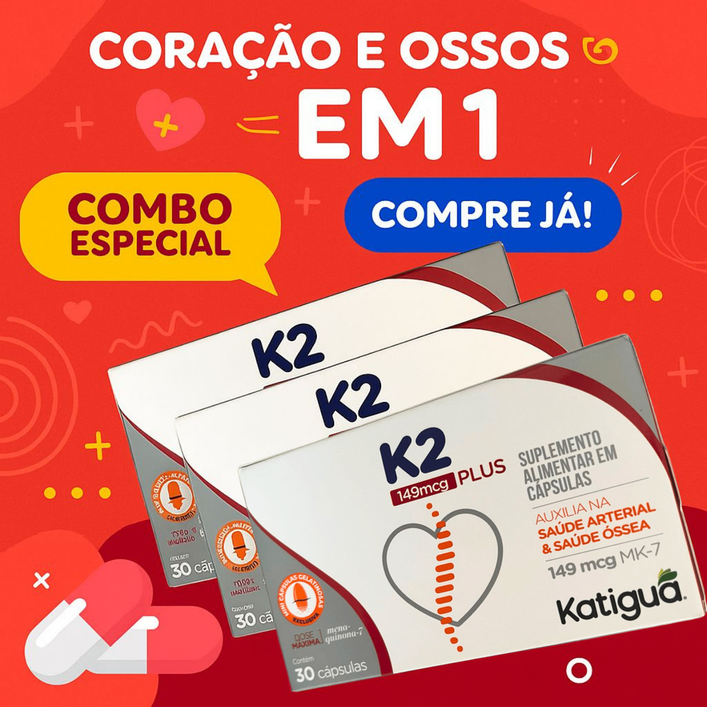 Kit com 3 Vitamina K2 Plus 149mcg – 30 cápsulas | Suplemento Alimentar ...