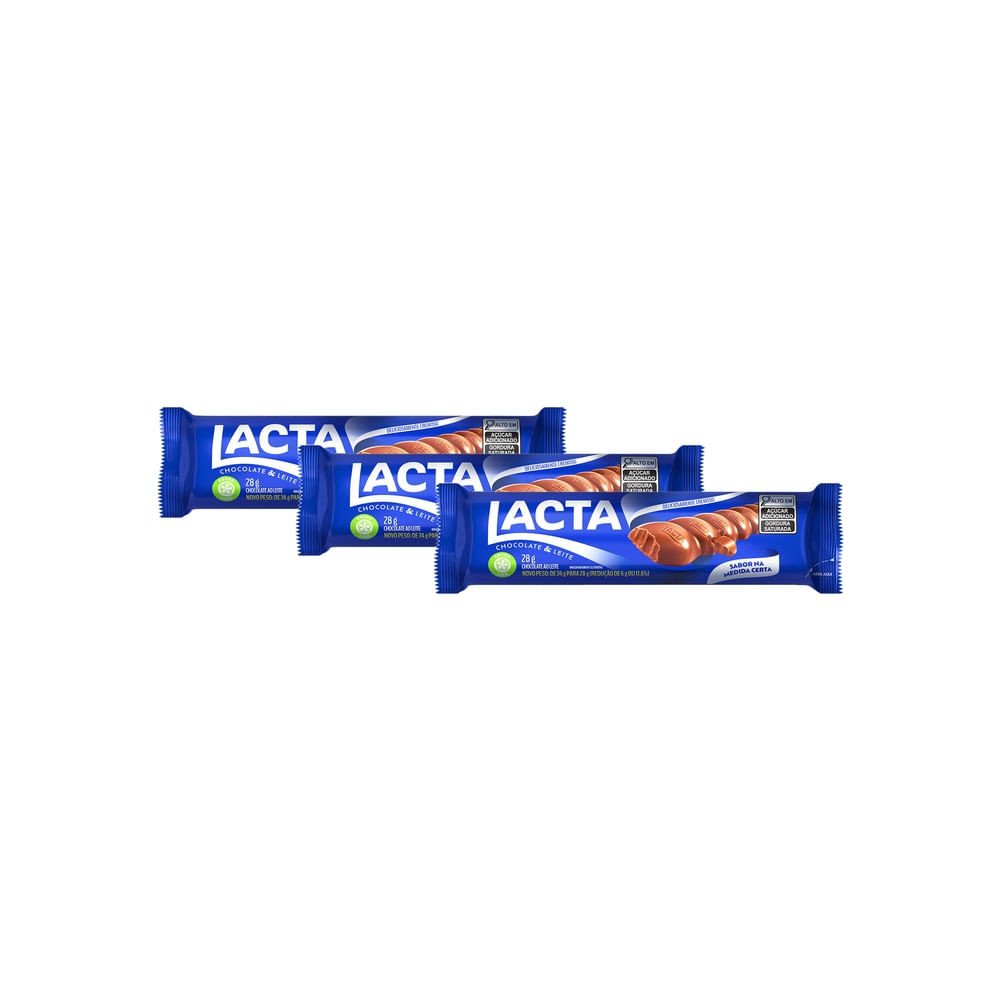 Kit 3 Chocolate Lacta ao Leite 28g | Shopee Brasil