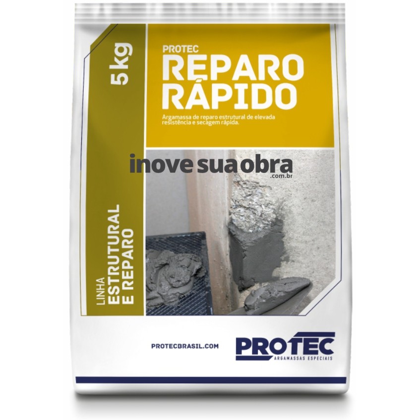 Argamassa Estrutural Protec Reparo Rápido 5kg Cinza Alta Resistência e ...