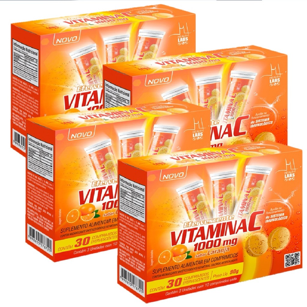 Vitamina C Efervescente 30 Comprimidos - Health Labs | Shopee Brasil