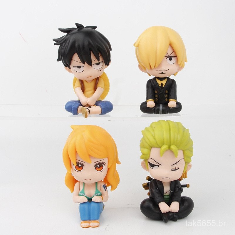 Nova Figura de Anime Luffy Sanji Nami Zoro em Versão Q, Posição Sentada ...