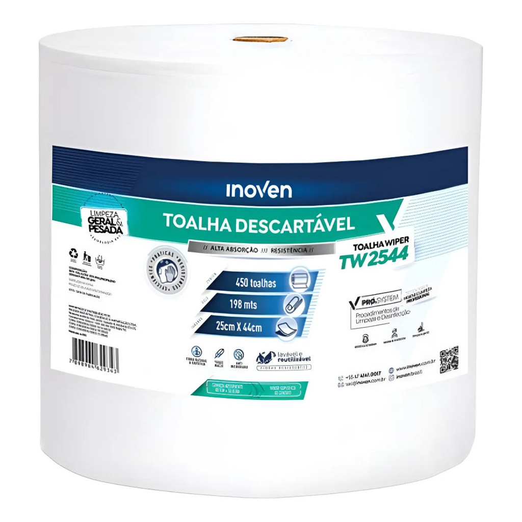 Rolo Wiper TW2544 com 450 Toalhas Banho Leito Branco Inoven | Shopee Brasil