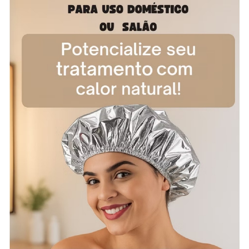 Touca Térmica Metalizada para amaciamento e Hidratação Cabelo | Shopee ...