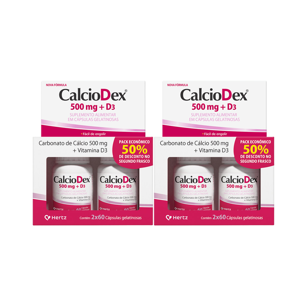 Kit 2un Kit CalcioDex + Vitamina D3 I 2x60 Cápsulas Gelatinosas - Kley ...