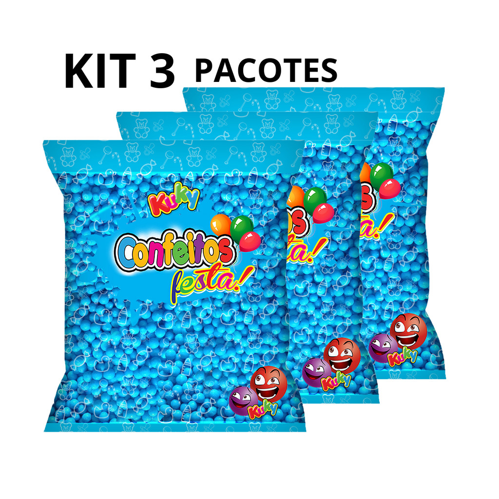 Kit Confeito Bolinhas Festa 500gr Kuky Tutti-Frutti azul | Shopee Brasil