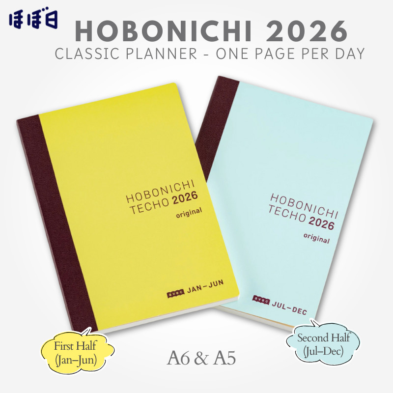 Hobonichi Techo 2026 Avec Classic Planner (A5/A6, One Page per Day ...
