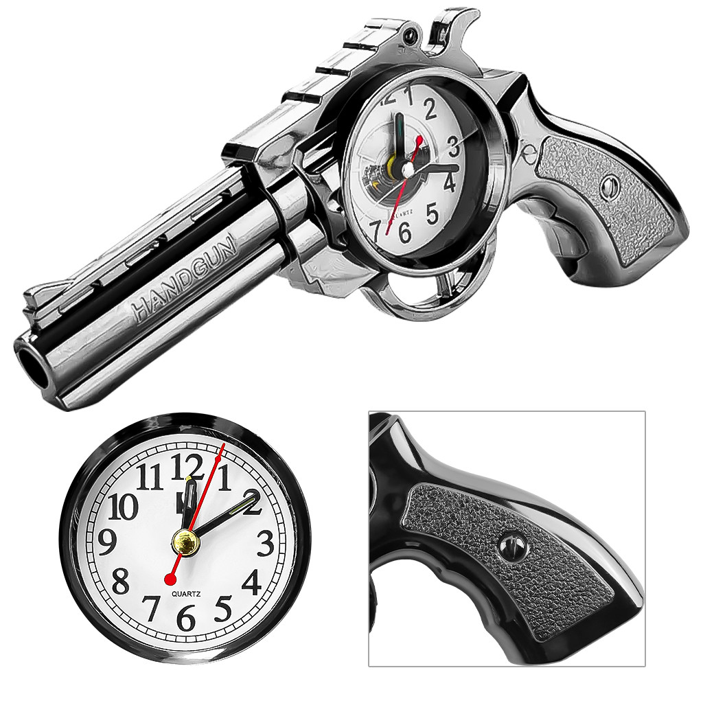 Relógio de Mesa Parede Revolver Pistola Antiga Despertador Shotgun ...