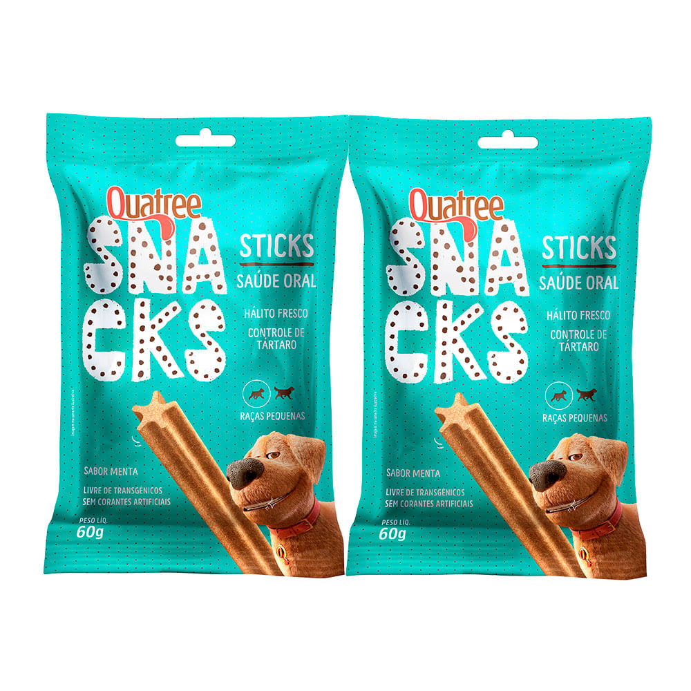 Kit 2 Petisco Quatree Snacks Sticks Sabor Menta para Cães Raças ...